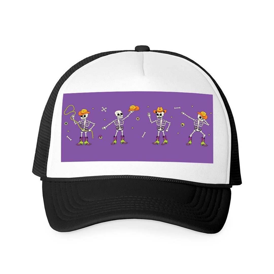 Skeleton Cowboys Foam Trucker Cap Country Halloween Skeleton Rodeo ...