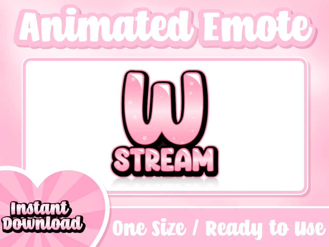 W Stream Pink Animated Twitch Emote | Comes With Static Emote | Text ...