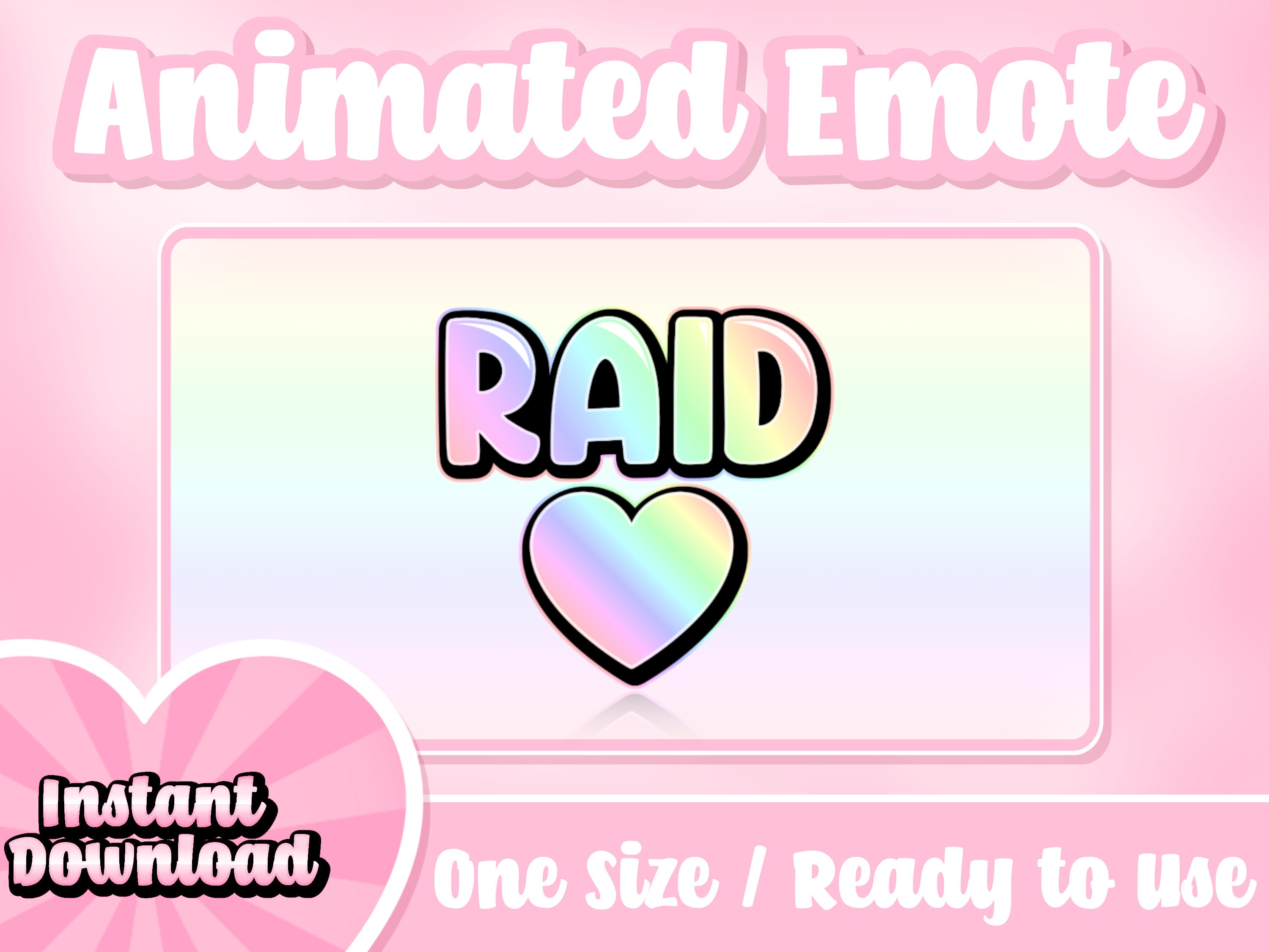 RAID Rainbow Animated Twitch Emote | Comes With Static Emote | Text ...