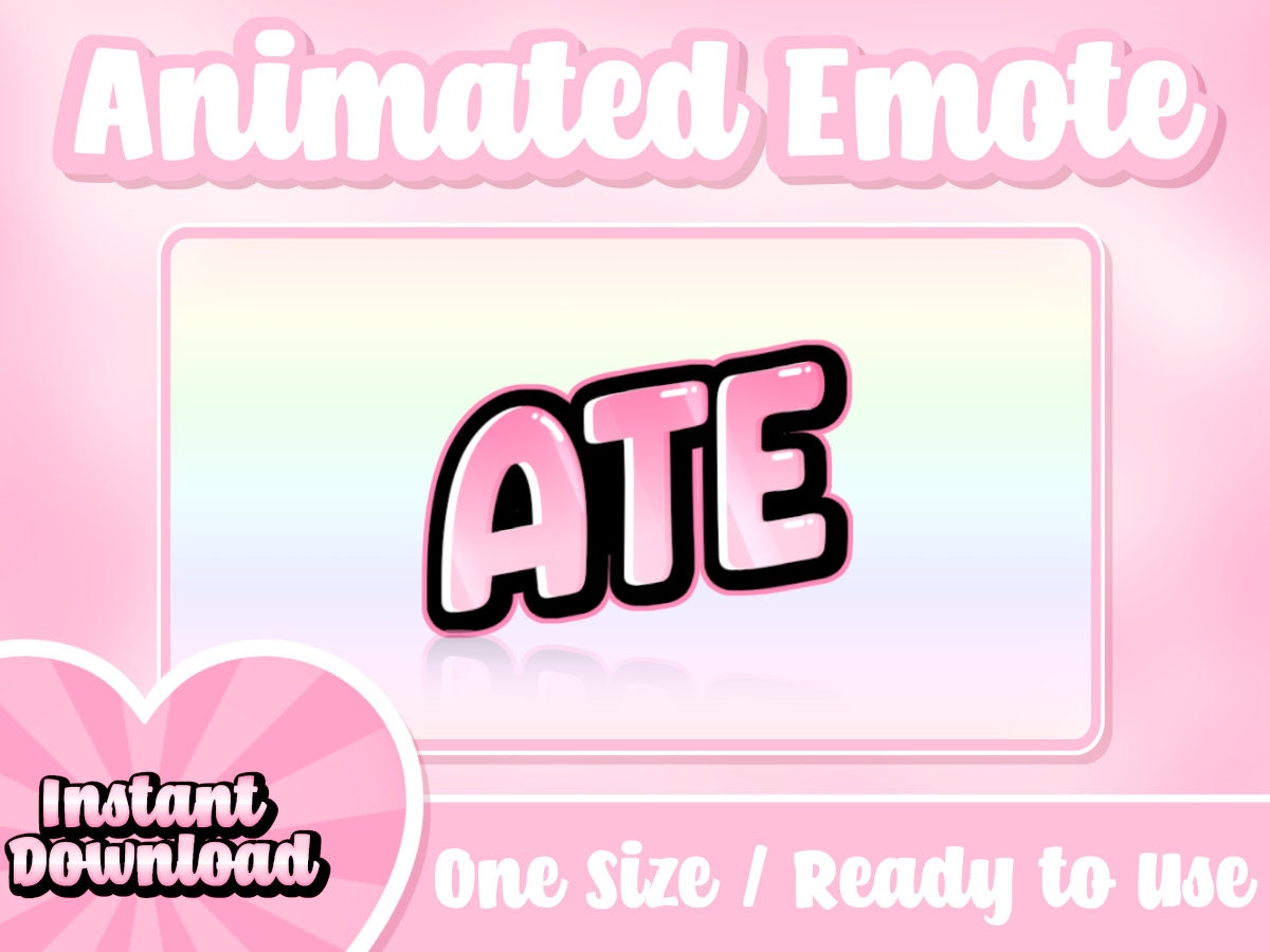Pink Ate Animated Twitch Emote: Text Emote (digital Download) - Etsy