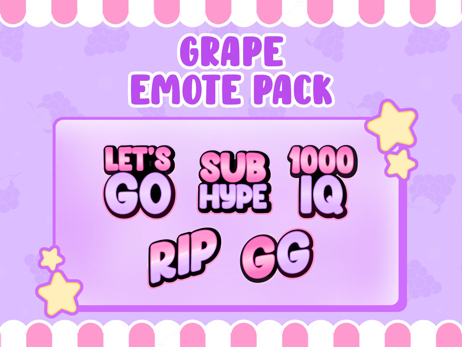 Twitch Emote Pack of 5 Grape Twitch Streamers Affiliate Emotes Discord ...