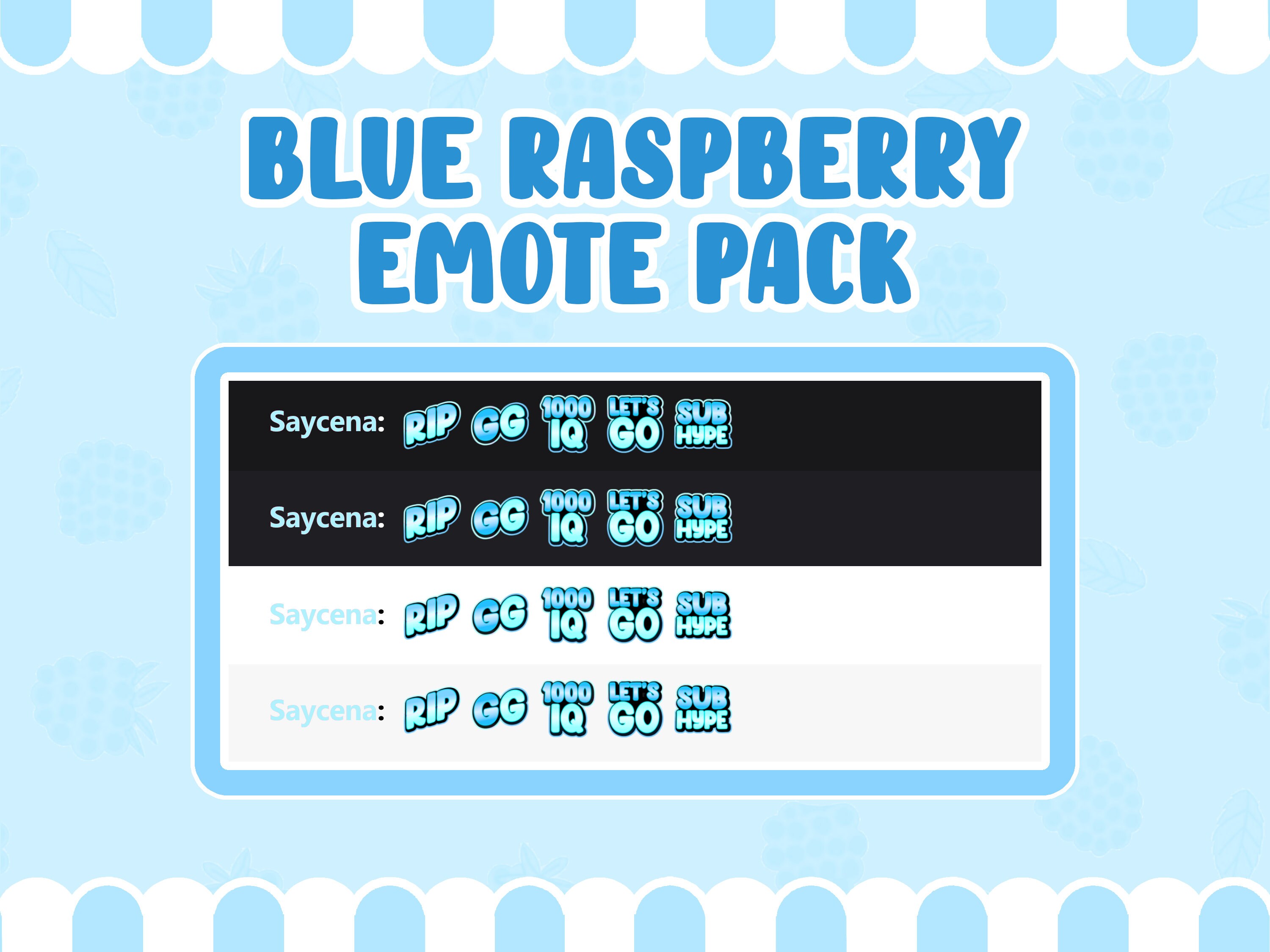 Twitch Emote Pack of 5 Blue Raspberry Twitch Streamers Affiliate Emotes ...