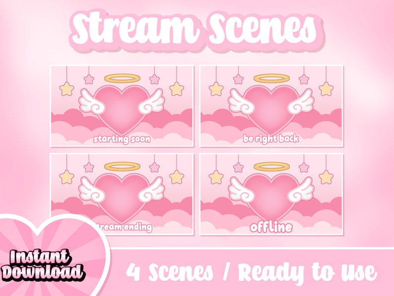 Angel Heart Animated Stream Scenes | Twitch Overlays | Starting Soon ...