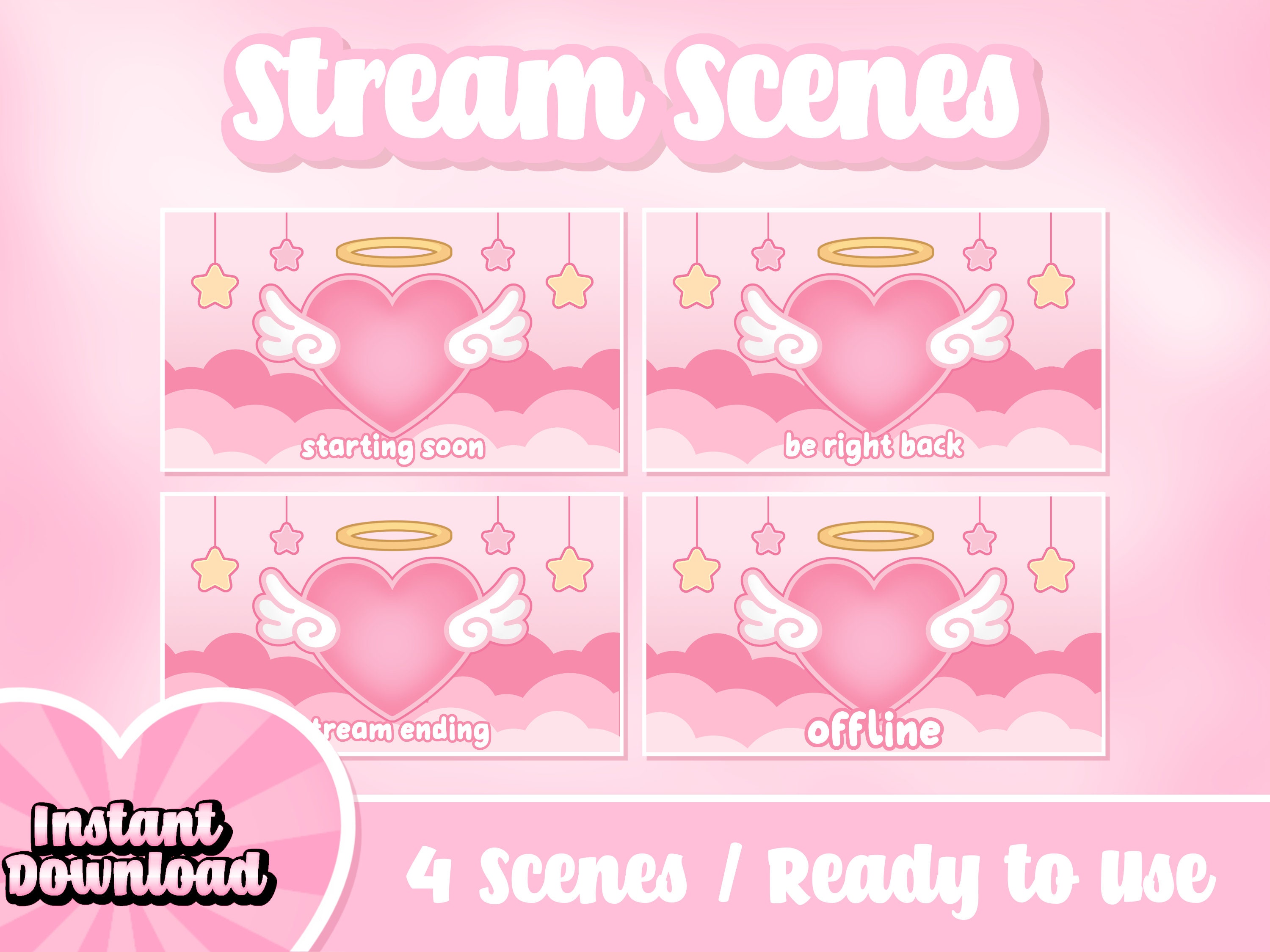 Angel Heart Animated Stream Scenes | Twitch Overlays | Starting Soon ...
