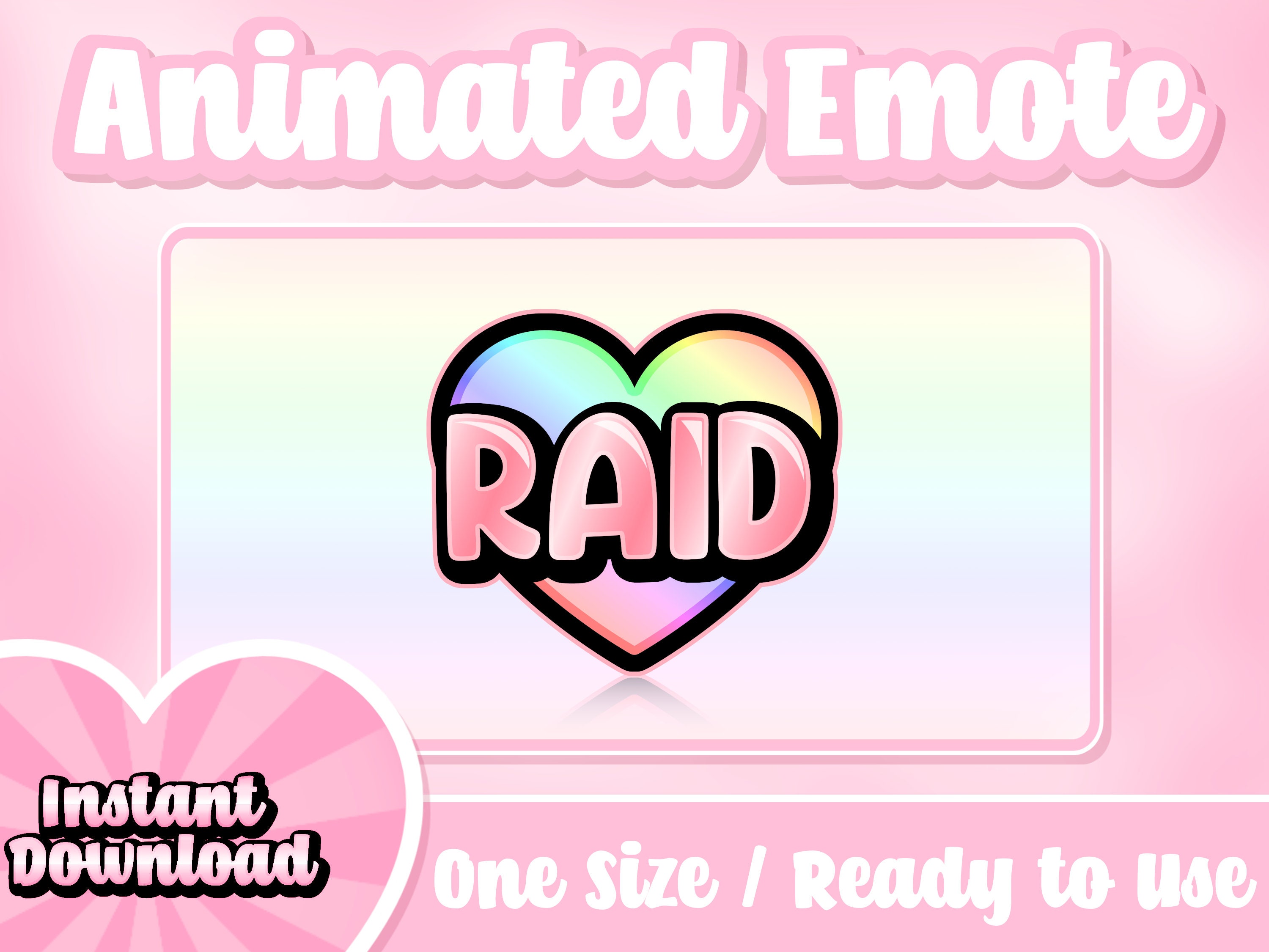 Raid Rainbow Heart Animated Twitch Emote | Comes With Static Emote ...