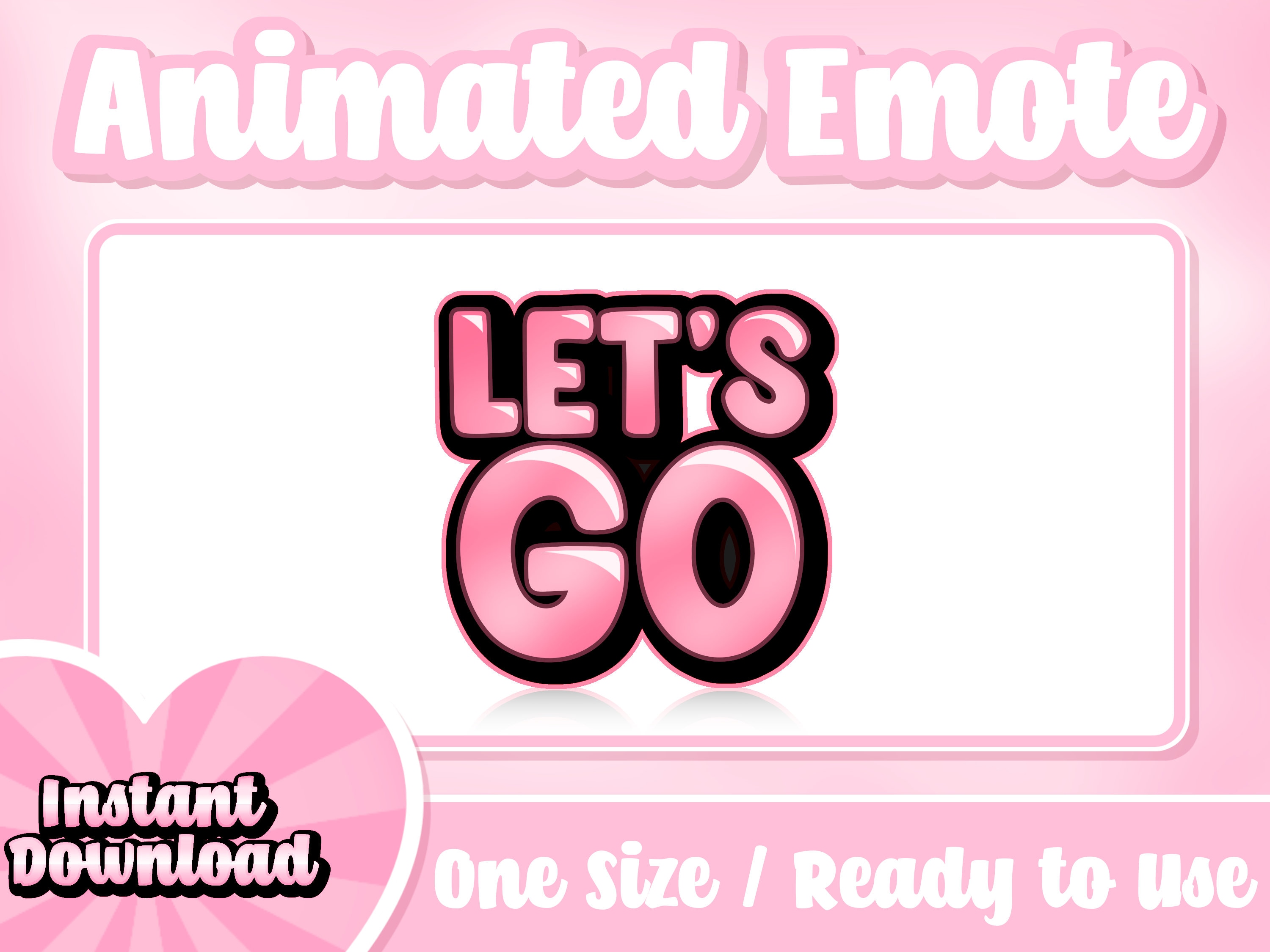 Let's Go Pink Animated Twitch Emote | Comes With Static Emote | Text ...