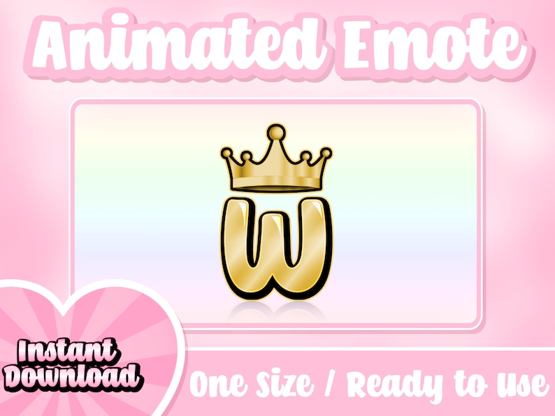 Gold W Crown Animated Kick Emote | Comes With Static Emote | Text ...