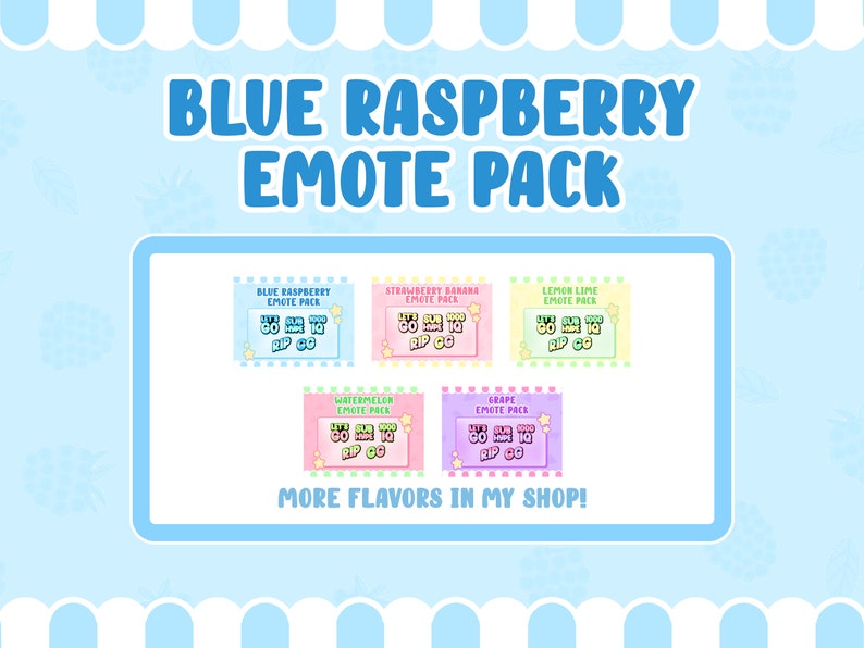 Twitch Emote Pack of 5 Blue Raspberry Twitch Streamers Affiliate Emotes ...