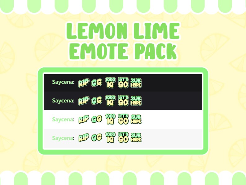 Twitch Emote Pack of 5 Lemon Lime Twitch Streamers Affiliate Emotes ...