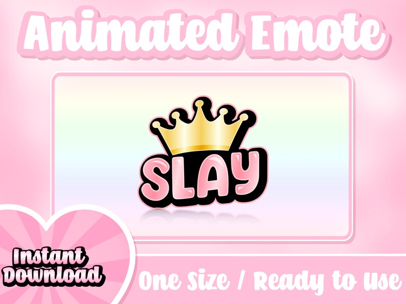 Pink Slay Crown Animated Twitch Emote | Comes With Static Emote | Text ...