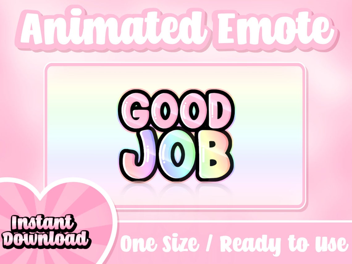 Good Job Pink Animated Static Twitch Emote Text Emotes - Etsy