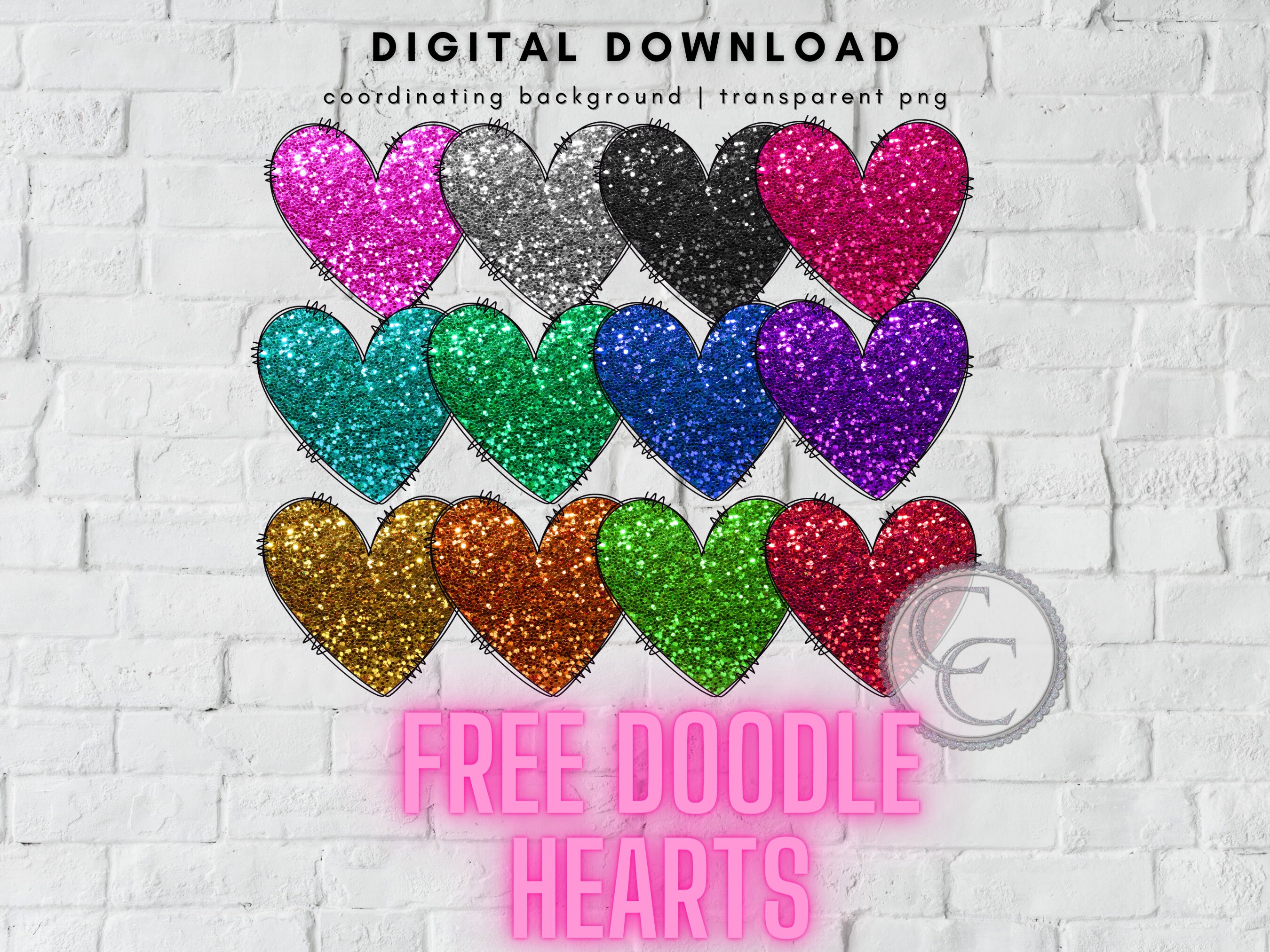 Set of 12 Faux Sequin Chunky Glitter Doodle Alpha Set and Numbers ...