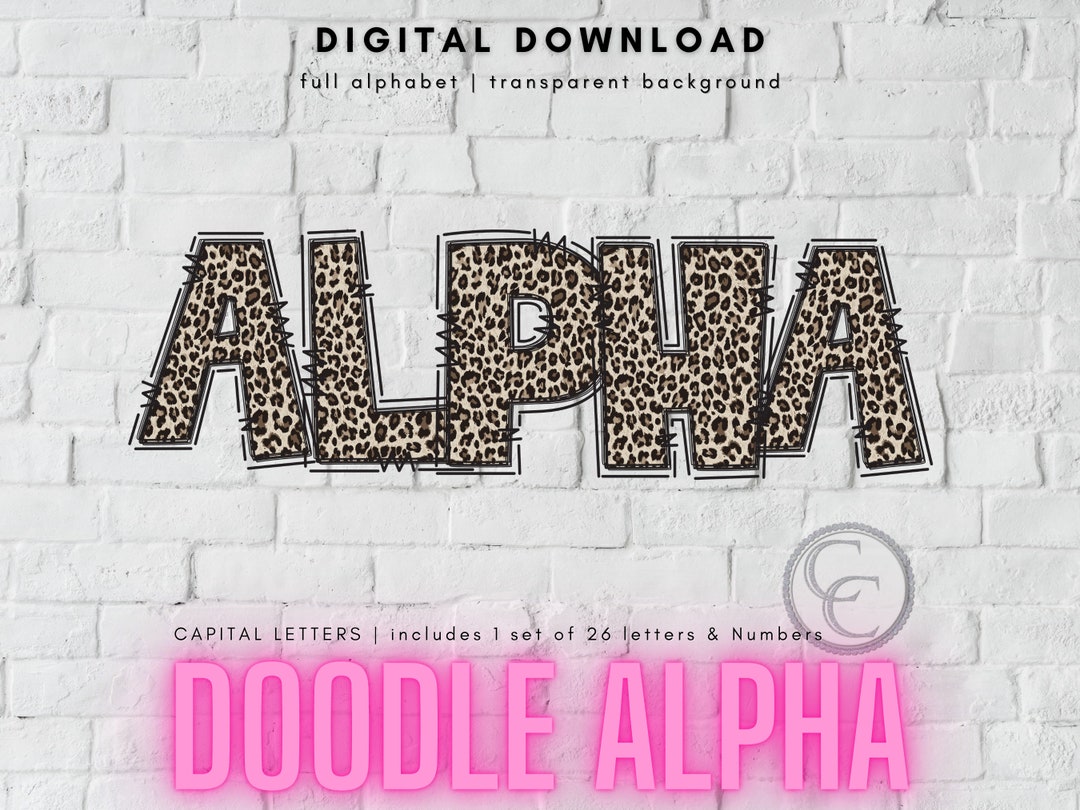 Brown Leopard Alpha and Number Set With Outline Digital Download // PNG ...