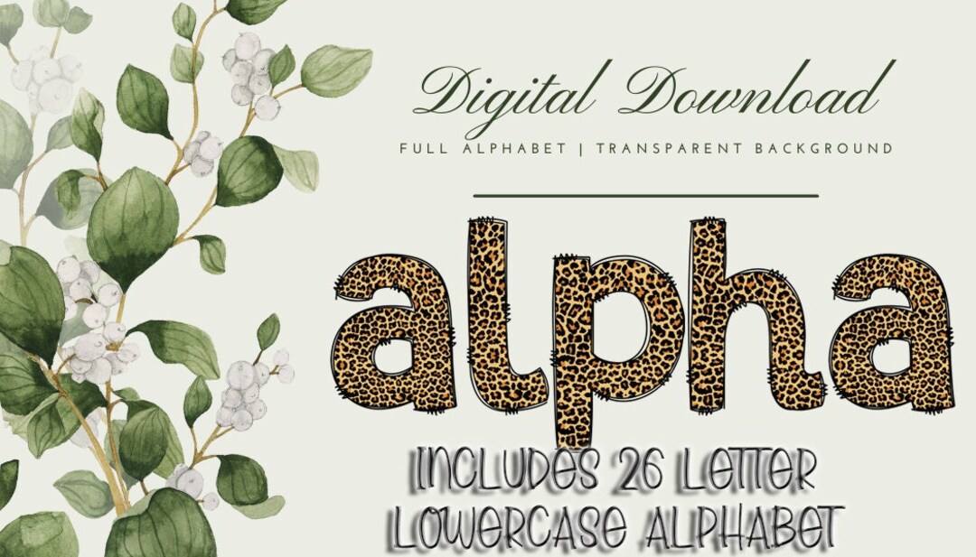Leopard Doodle Alpha Set, Lowercase Letters, PNG, SUBLIMATION - Etsy