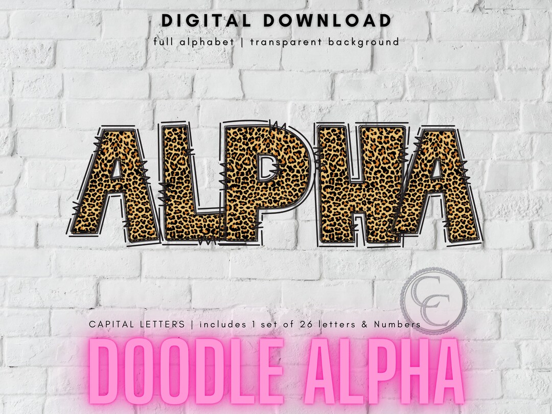 Leopard Alpha and Number Set With Outline Digital Download // PNG ...