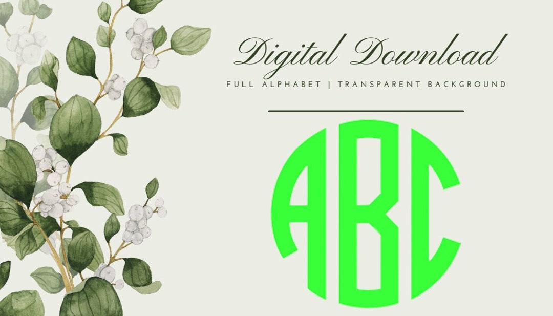 Solid Lime Green Circle Monogram Set Digital Download // PNG ...