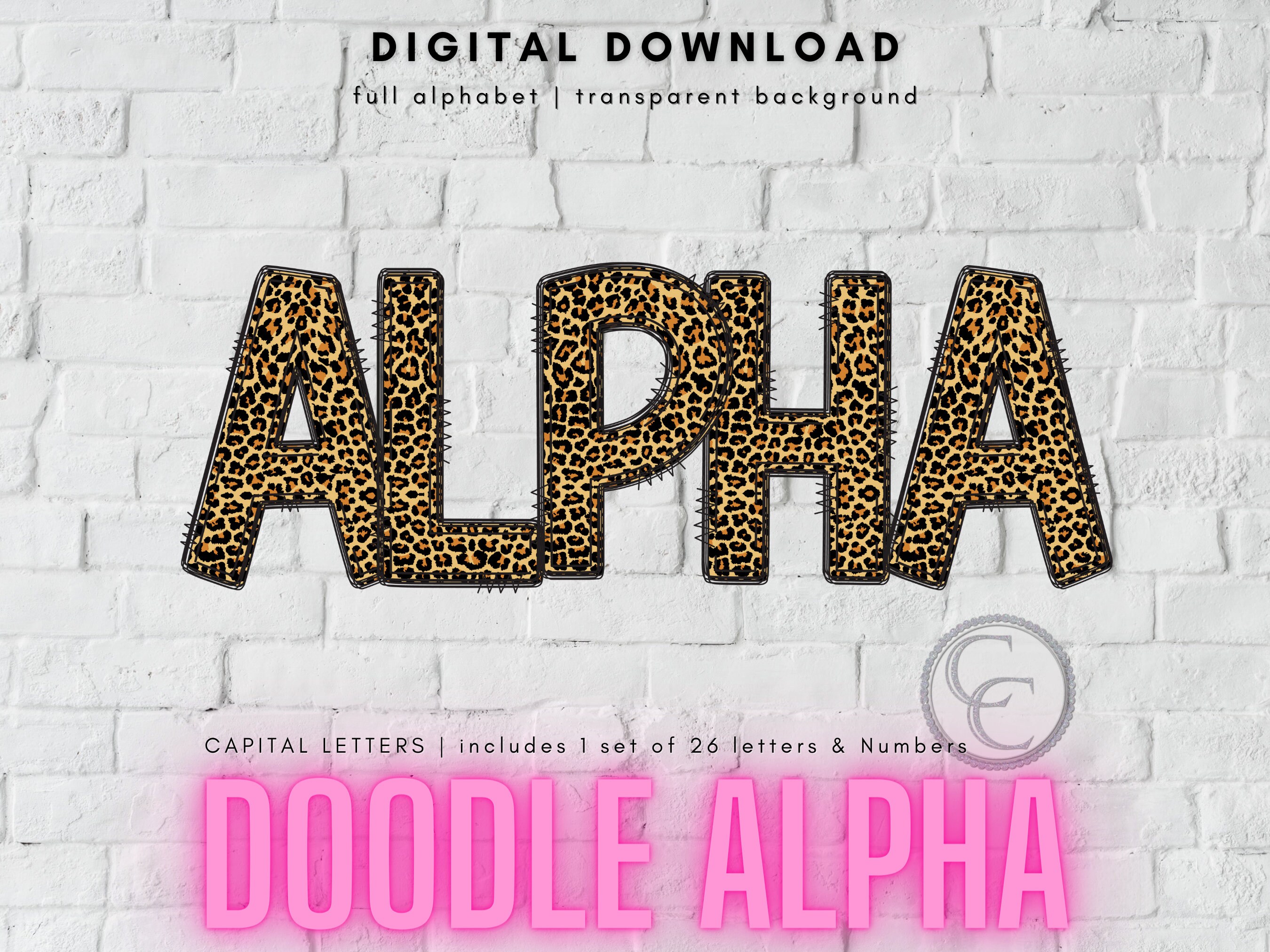 Leopard Doodle Alpha and Number Set Digital Download // PNG ...