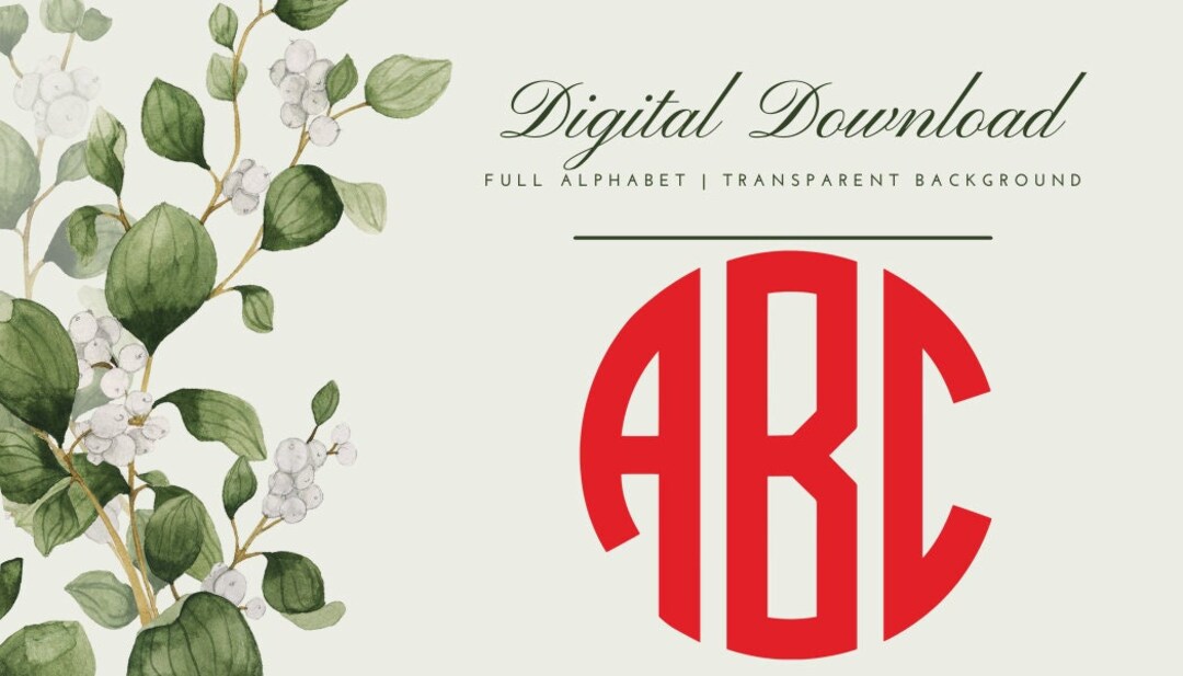 Solid Red Circle Monogram Set Digital Download // PNG, SUBLIMATION - Etsy