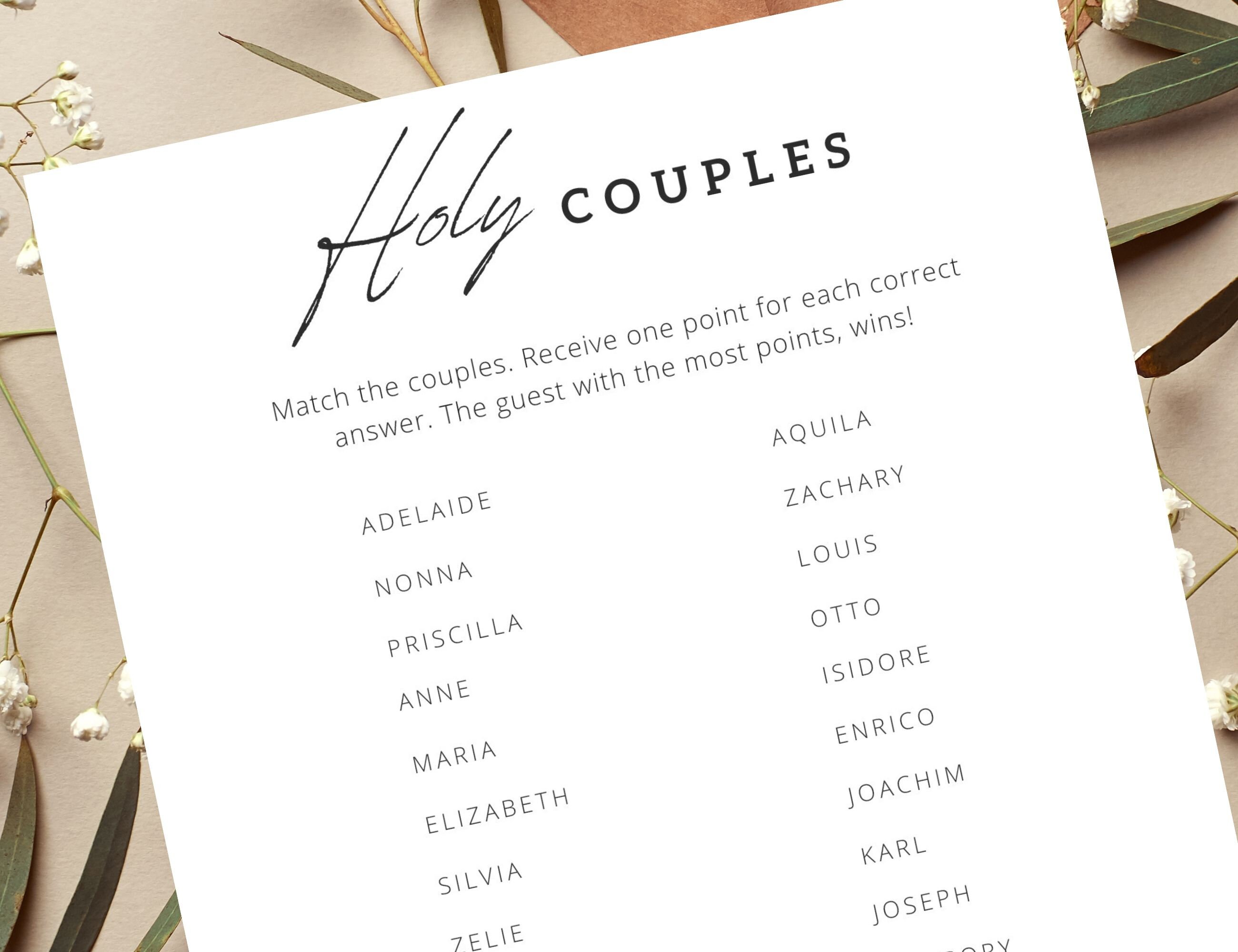Holy Couples Catholic Bridal Shower Game - Etsy