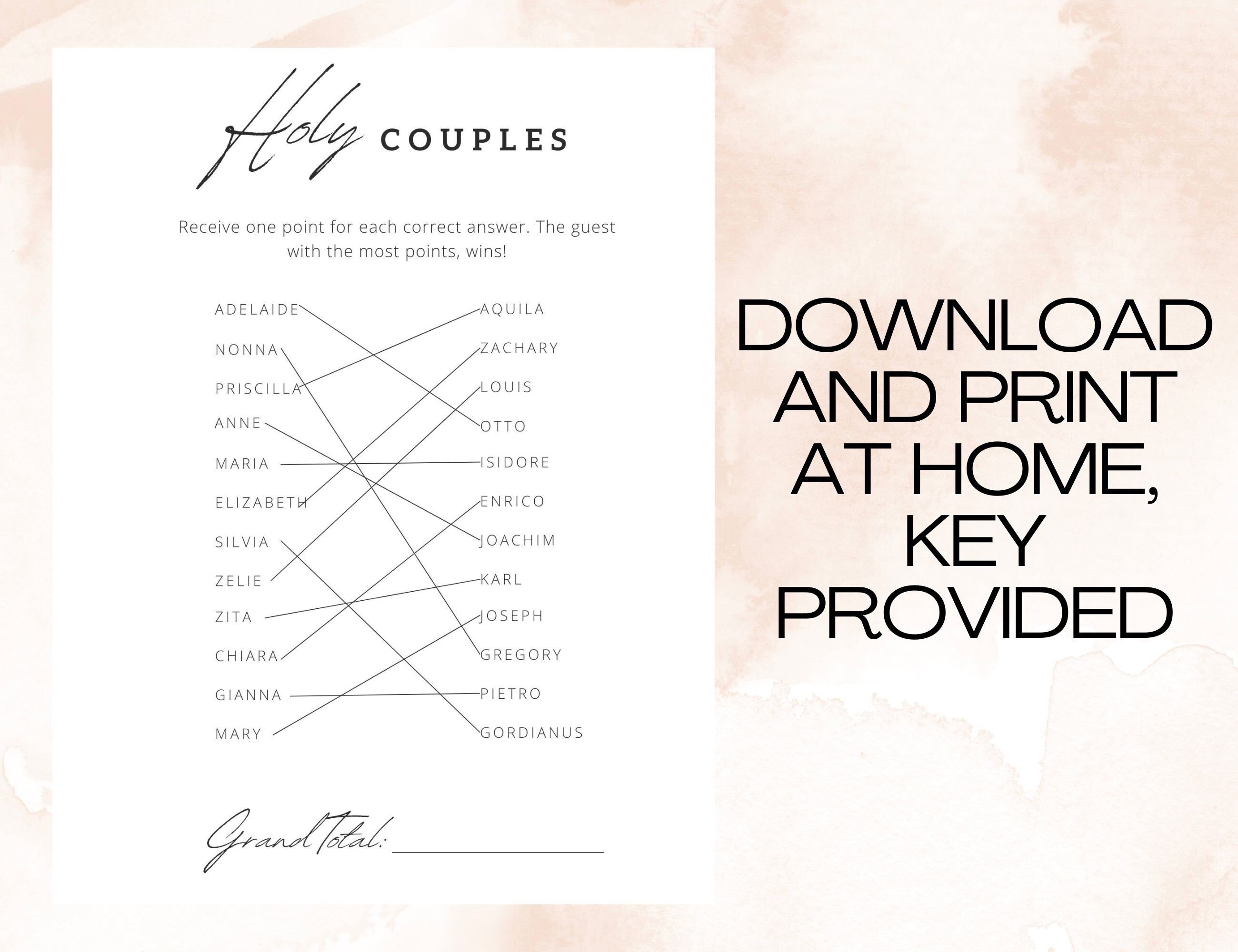 Holy Couples Catholic Bridal Shower Game - Etsy