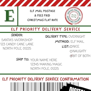 Personalized Elf Shipping Label-digital - Etsy
