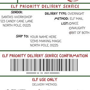 Personalized Elf Shipping Label-digital - Etsy