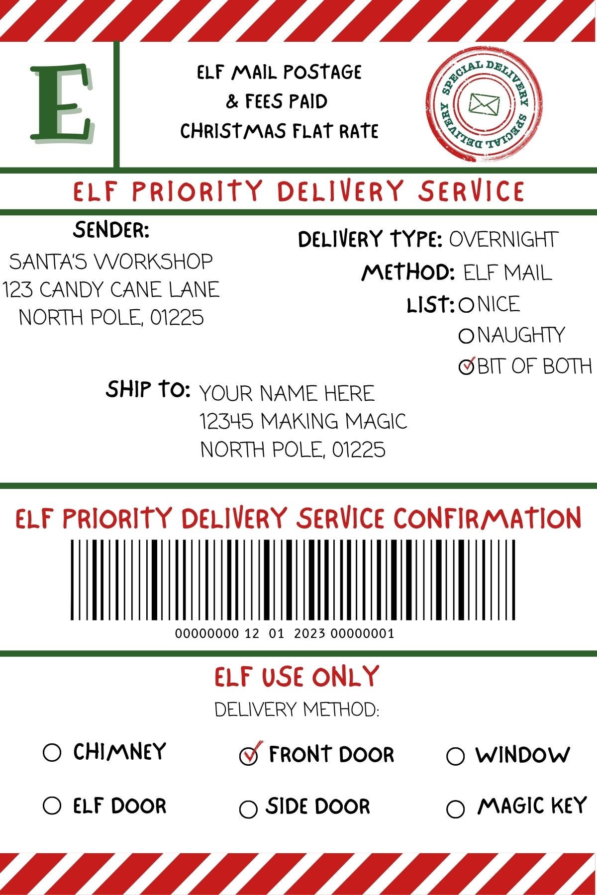 Personalized Elf Shipping Label-digital - Etsy