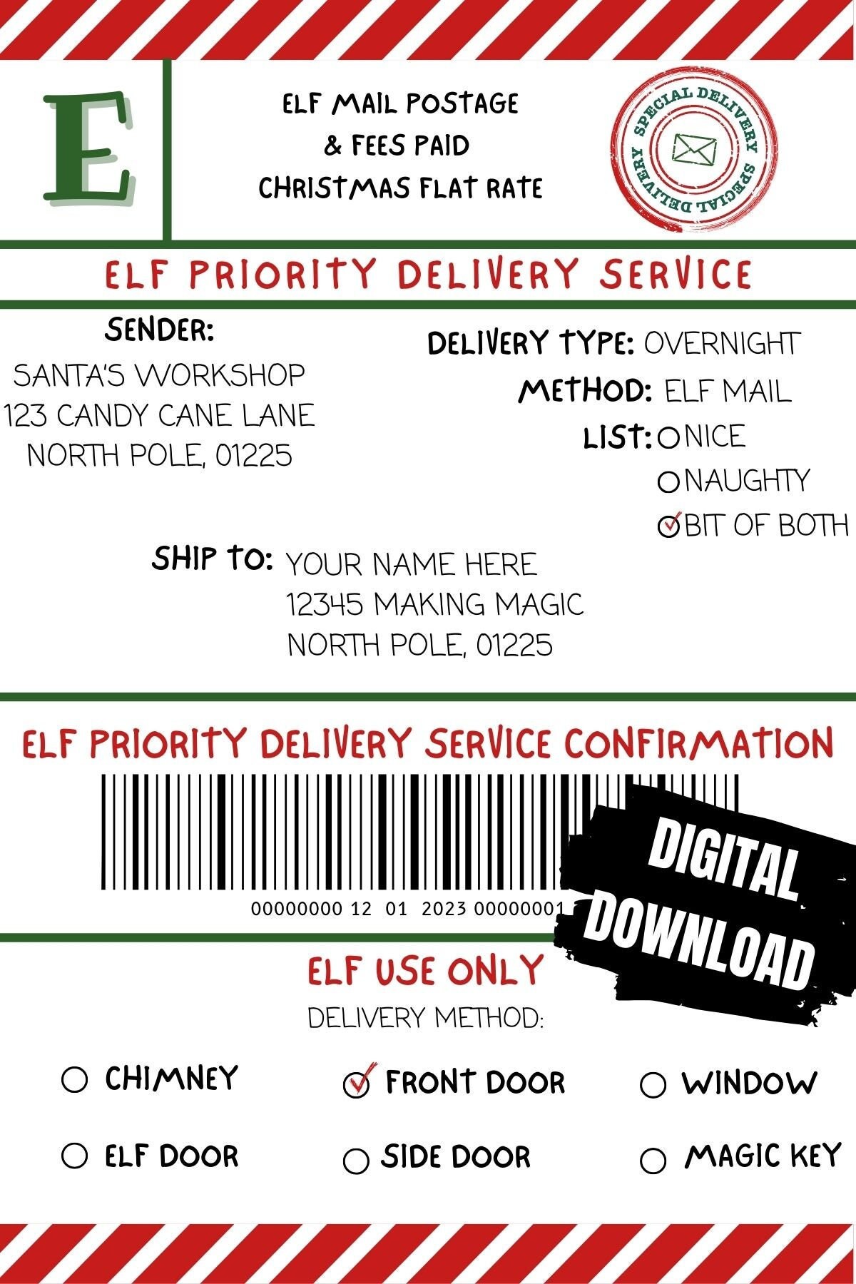Personalized Elf Shipping Label-digital - Etsy