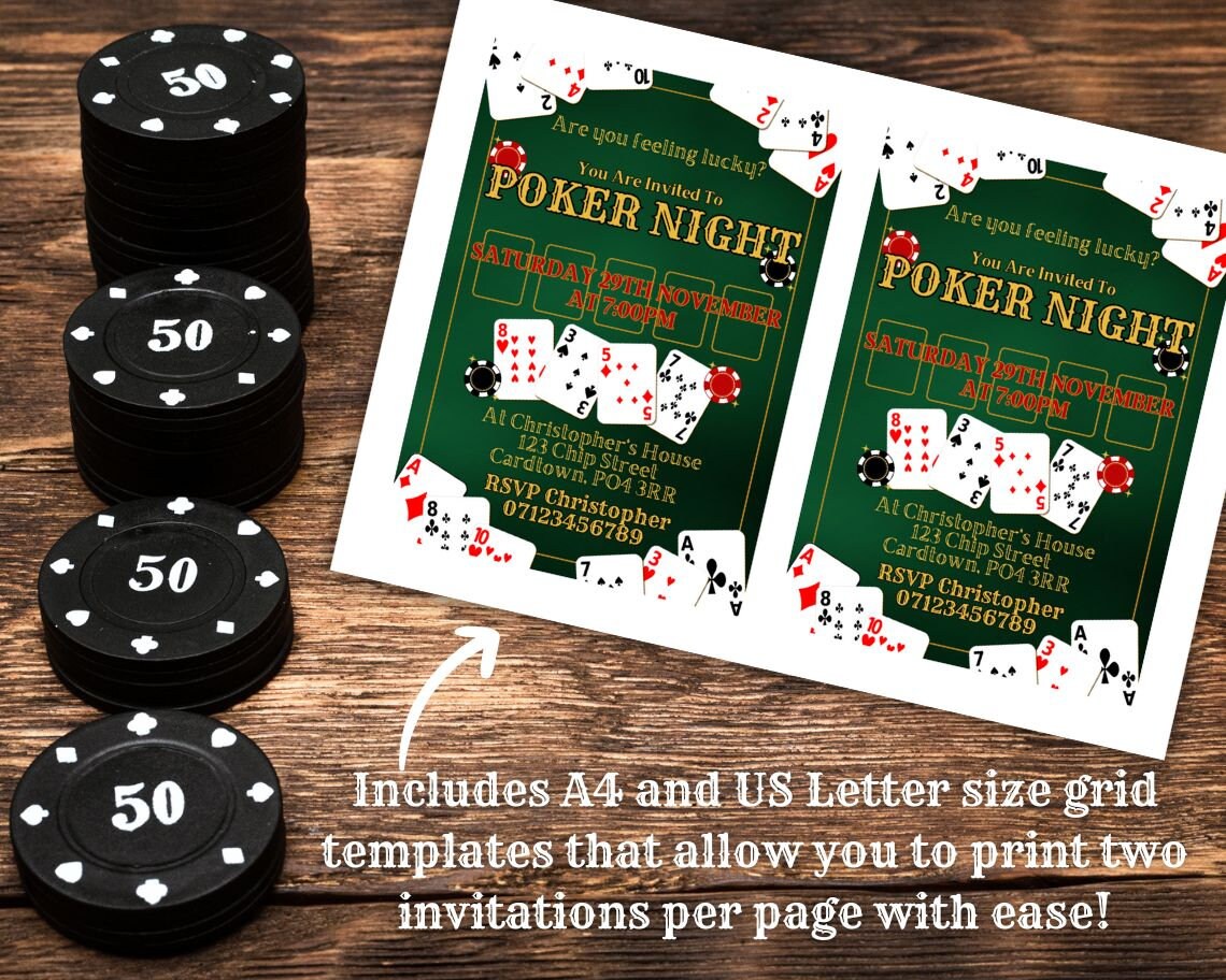Poker Night Editable Invitation Poker Party Digital Invite Guys Night ...