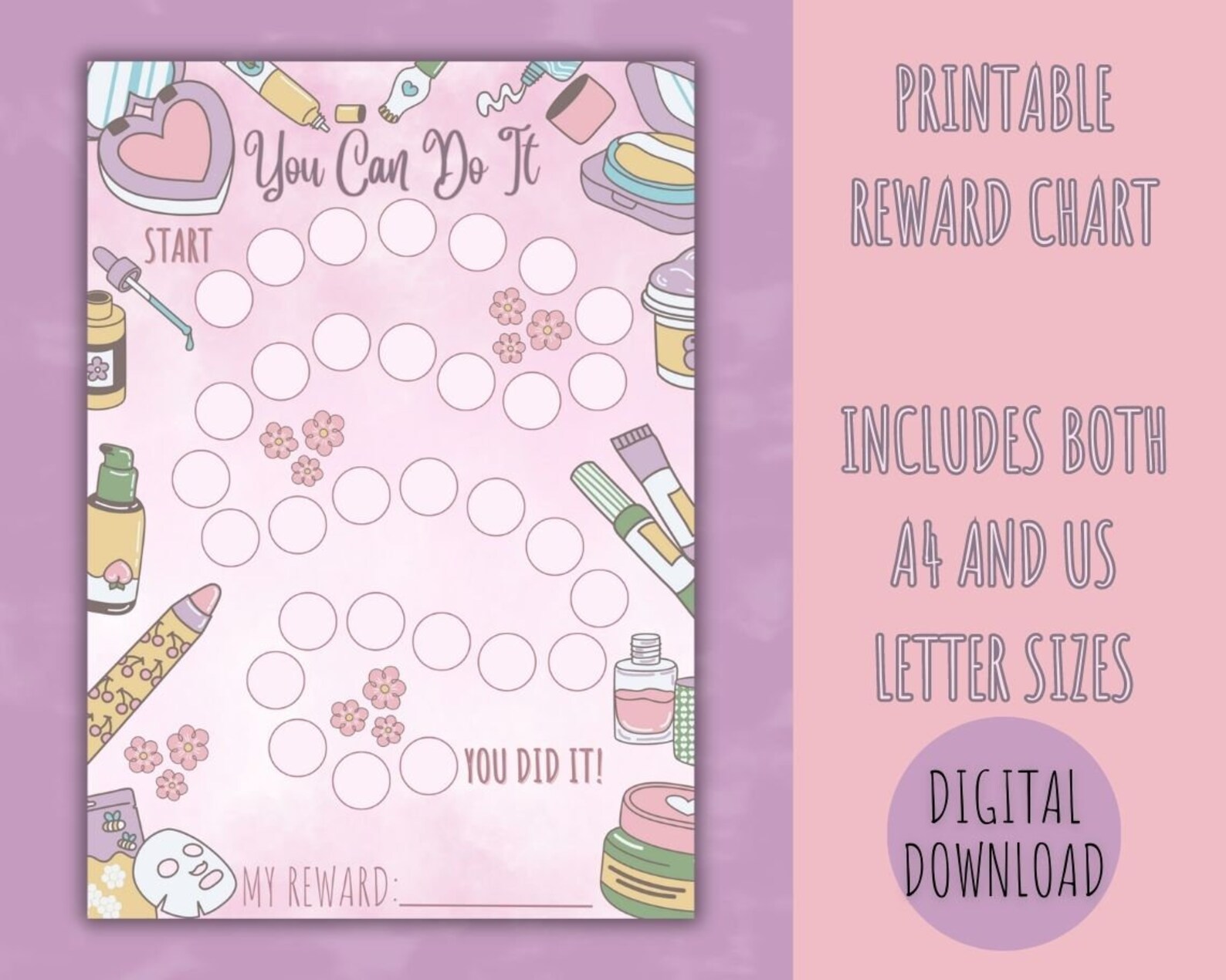 Pamper Makeup Reward Chart Printable Kids Good Behaviour Sticker Chart ...