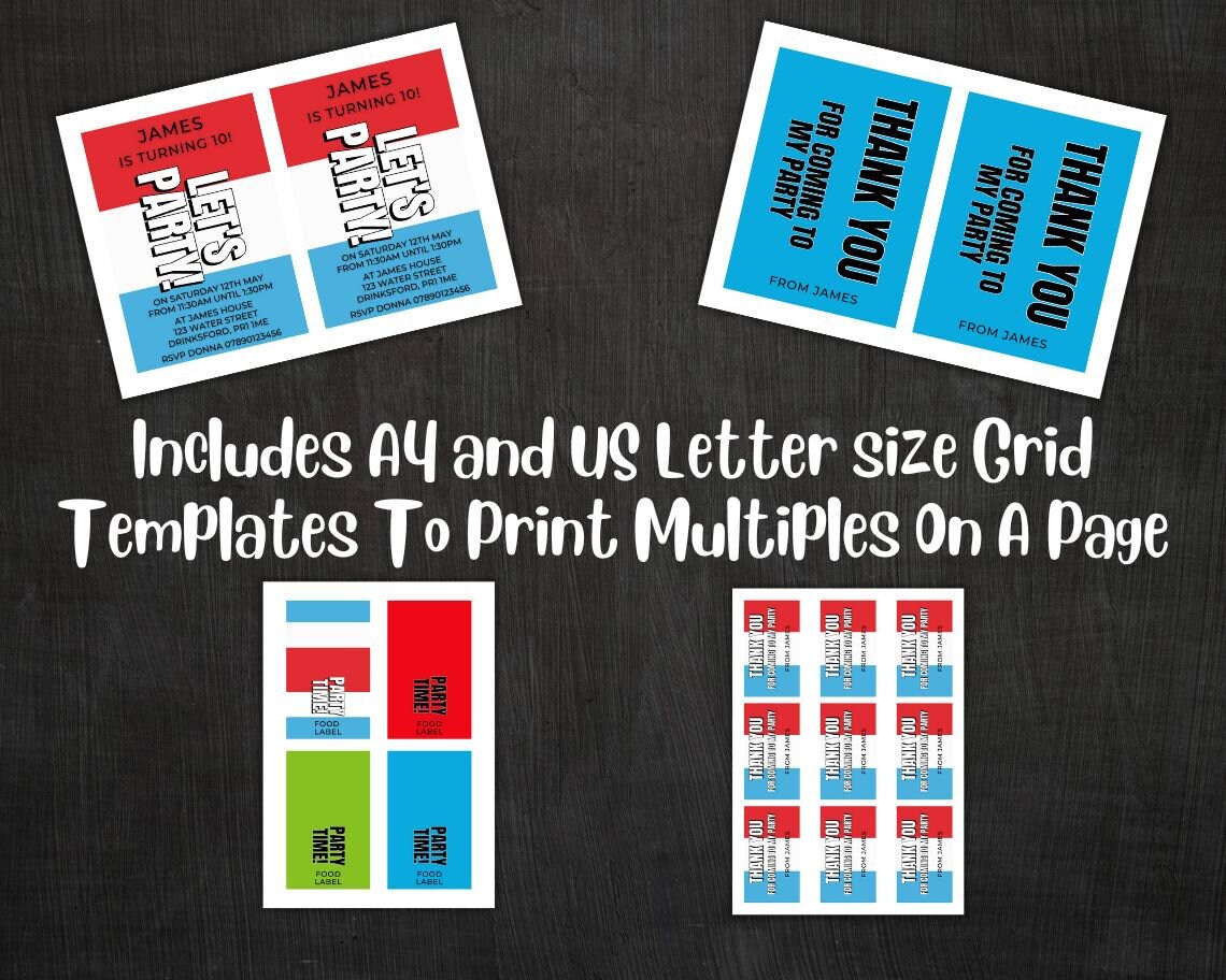 Hydration Drink Printable Party Bundle, Kids Editable Party Invitation ...