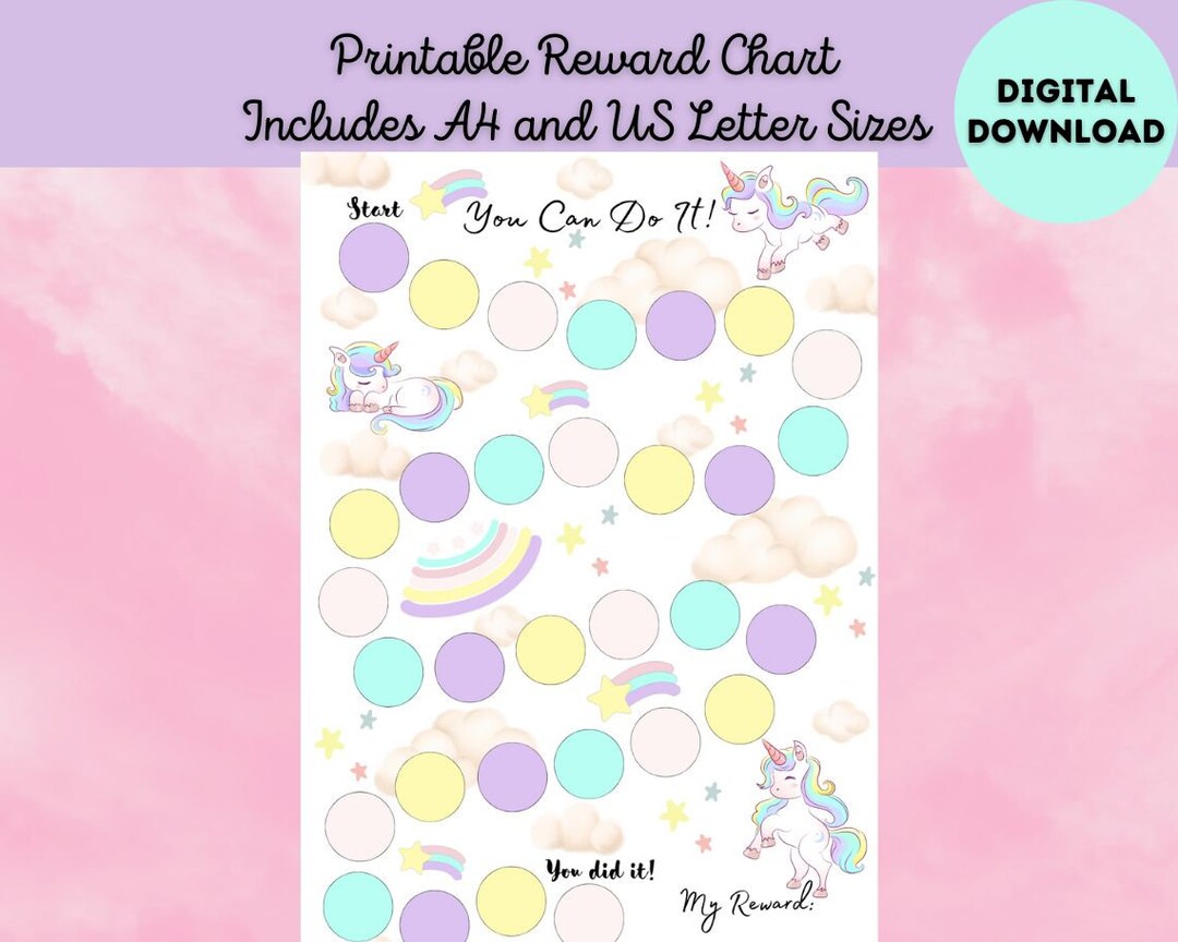 Unicorn Reward Chart Printable Kids Good Behaviour Sticker - Etsy