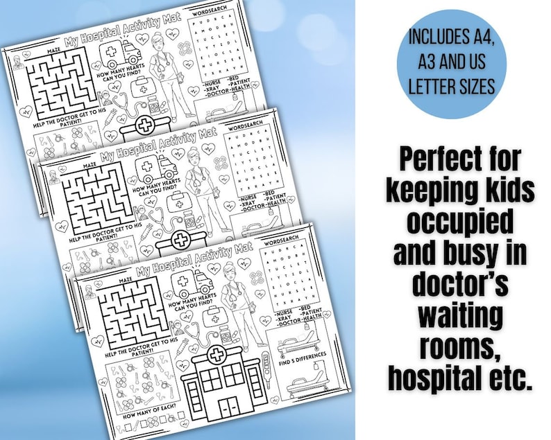 Printable Kids Hospital Activity Sheet Doctors Office Waiting Room ...