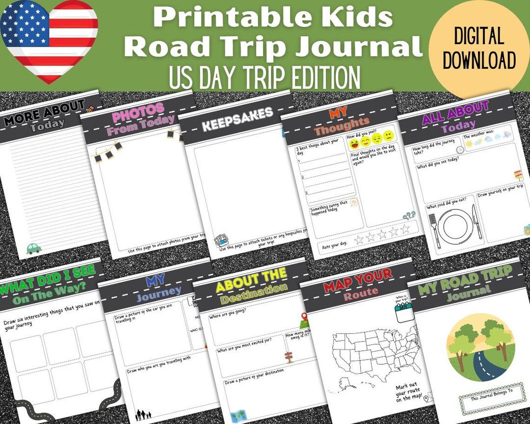 Kids Road Trip Journal Printable Kids Travel Journal Summer Road Trip ...