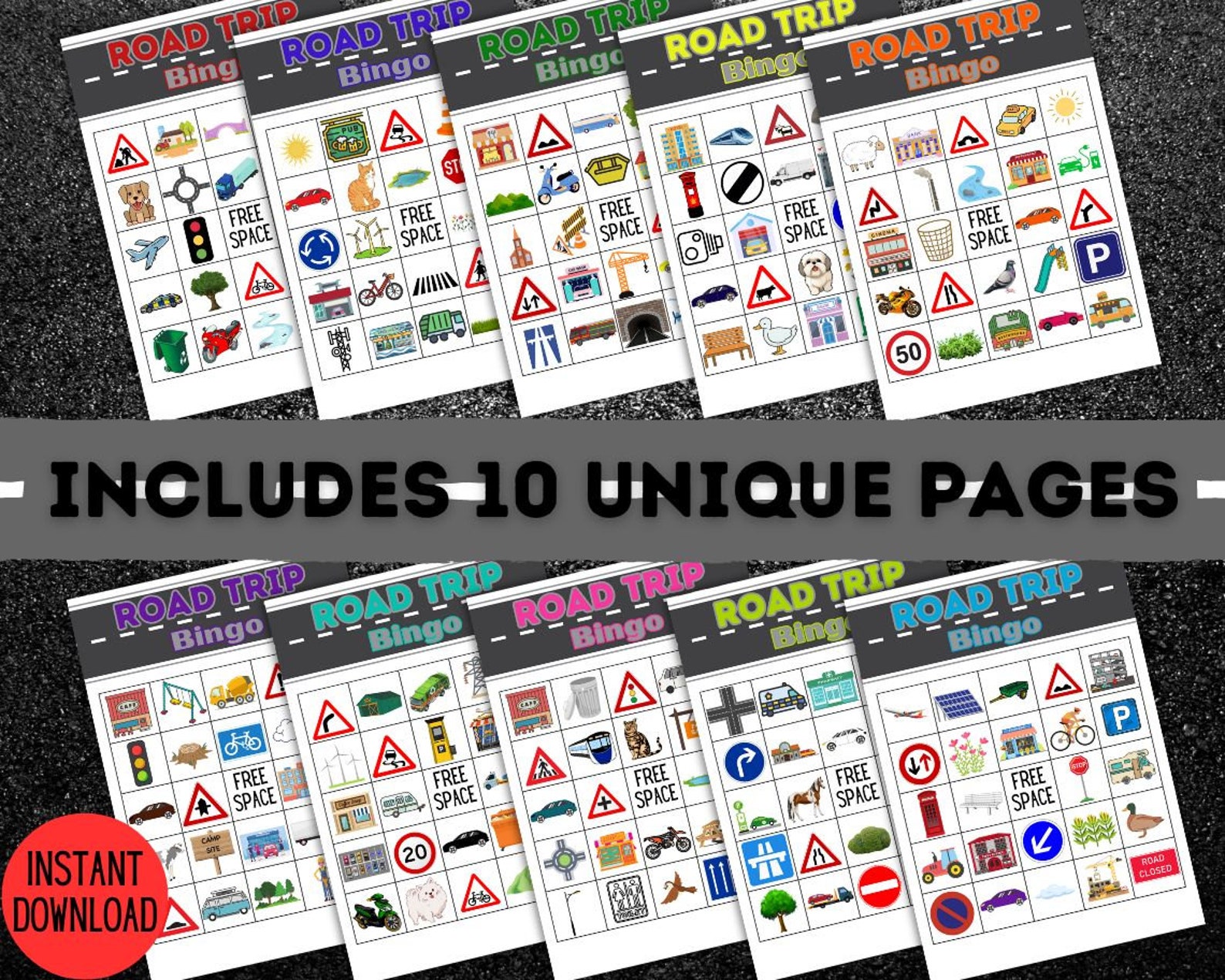 Road Trip Bingo Printable Car Trip Scavenger Hunt for Kids Car Journey ...