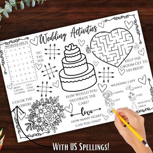 Kids Printable Wedding Activity Mat, Kids Wedding Placemat, Wedding ...