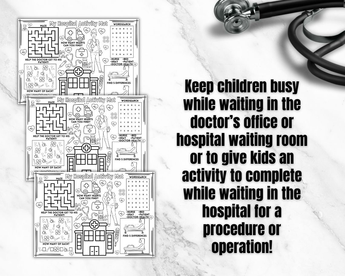 Printable Kids Hospital Activity Sheet Doctors Office Waiting Room ...