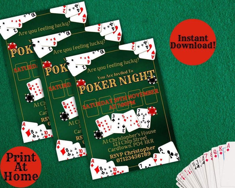 Poker Night Editable Invitation Poker Party Digital Invite Guys Night ...
