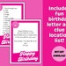 Printable Pink Kids Birthday Treasure Hunt, Indoor Birthday Scavenger ...
