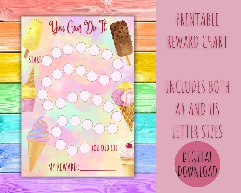 Ice Cream Reward Chart Summer Printable Kids Good Behaviour Sticker ...