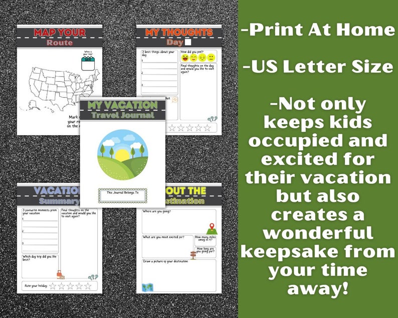 Kids Road Trip Journal Printable Kids Travel Journal Summer Vacation ...