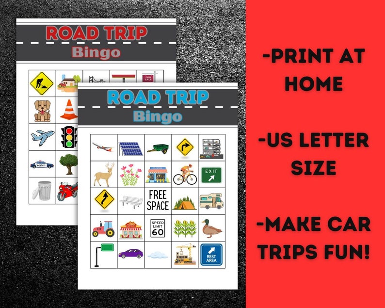 Road Trip Bingo Printable Car Trip Scavenger Hunt for Kids Car Journey ...