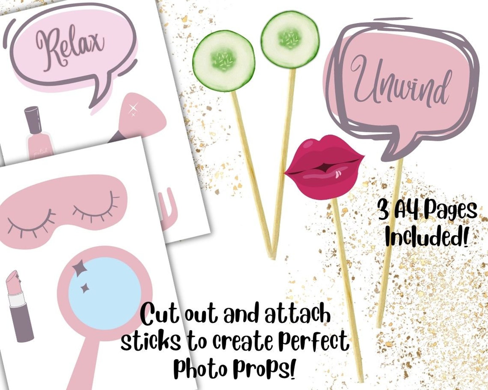 Printable Pamper Party Bundle, Editable Pamper Party Decorations Set ...