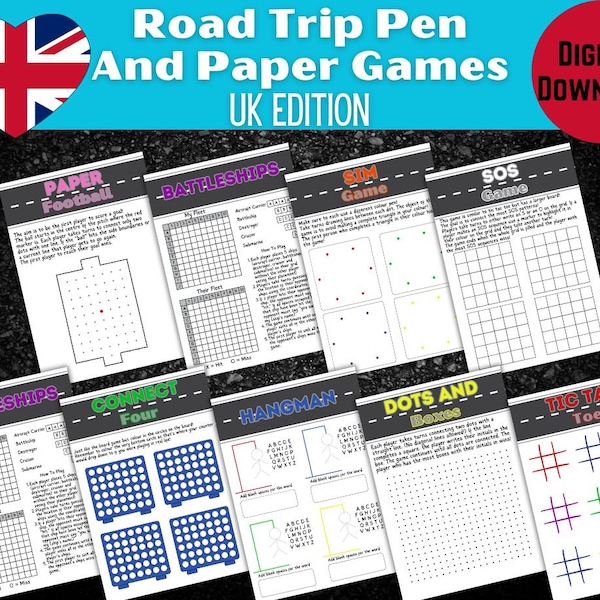Printable Travel Games Pen and Paper Games Road Trip Games - Etsy Canada