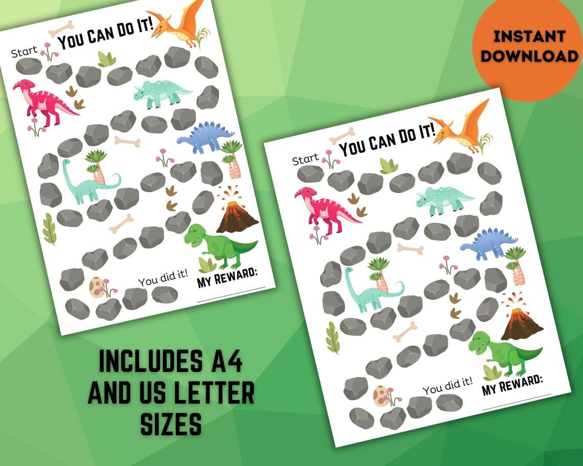 Dinosaur Reward Chart Printable Kids Good Behaviour Sticker Chart ...