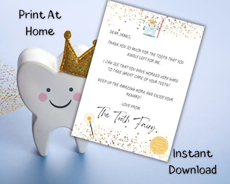 Tooth Fairy Letter, Editable Certificate, Instant Download Printable ...