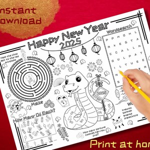 Kids Printable Chinese New Year Activity Sheet, Year of the Snake 2025 ...