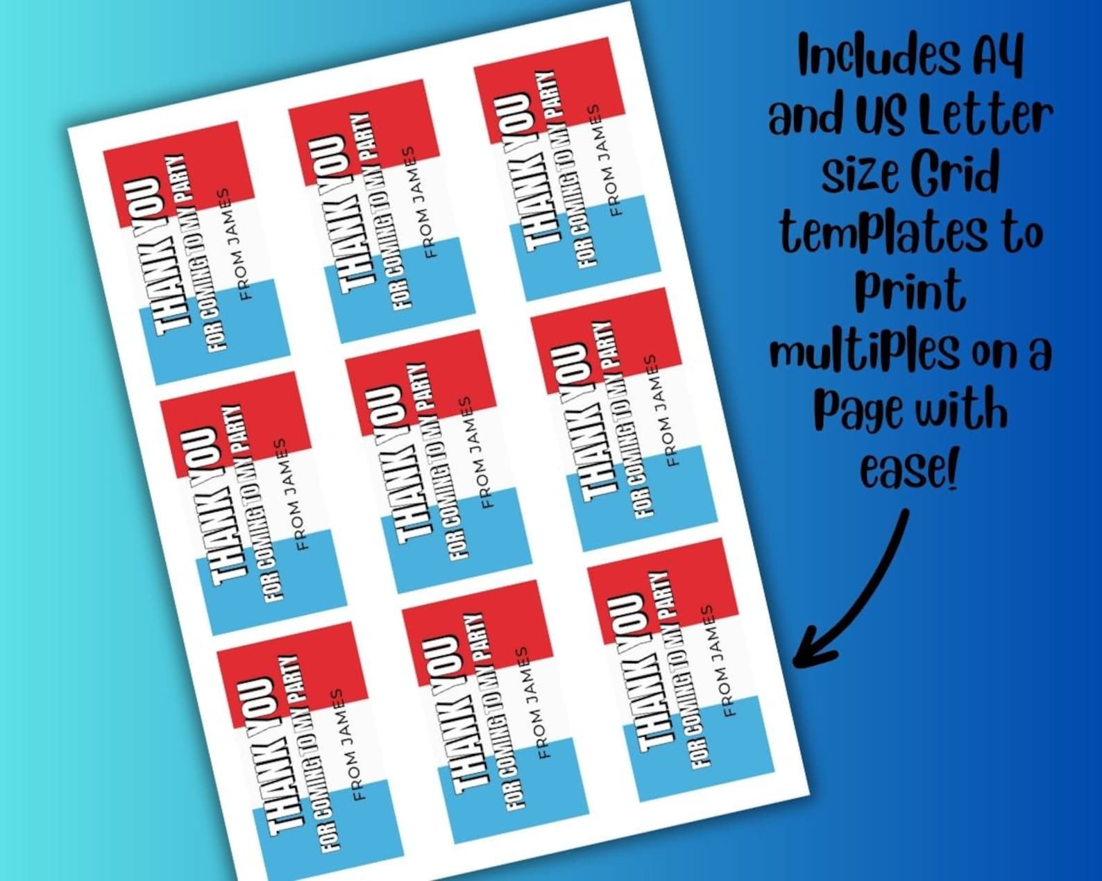 Hydration Drink Editable Party Thank You Tag, Kids Digital Party Bag ...