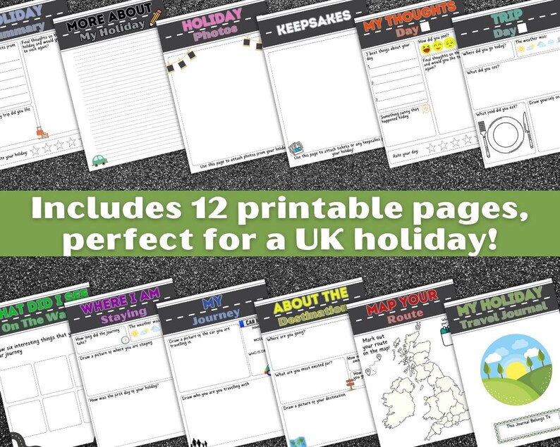 Kids Road Trip Journal Printable Kids Travel Journal Summer Holiday ...