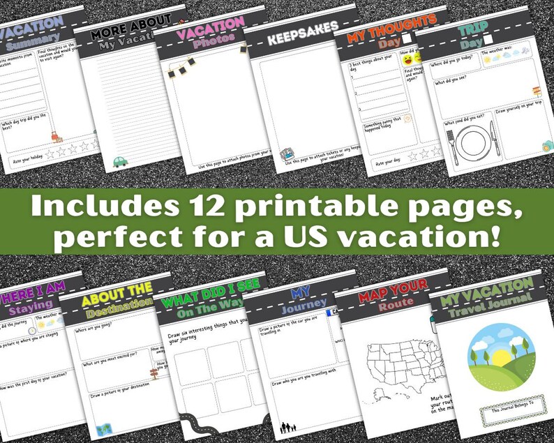 Kids Road Trip Journal Printable Kids Travel Journal Summer - Etsy